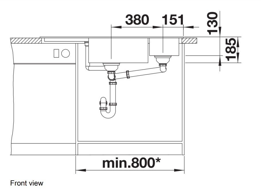 BLANCO DELTA II CRNA 1057x575/180/130 MM